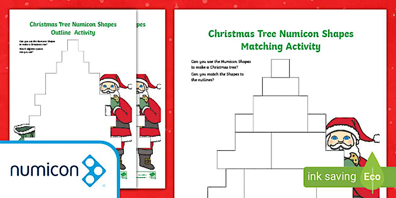 Christmas Tree Numicon Shape Outline and Matching Activities